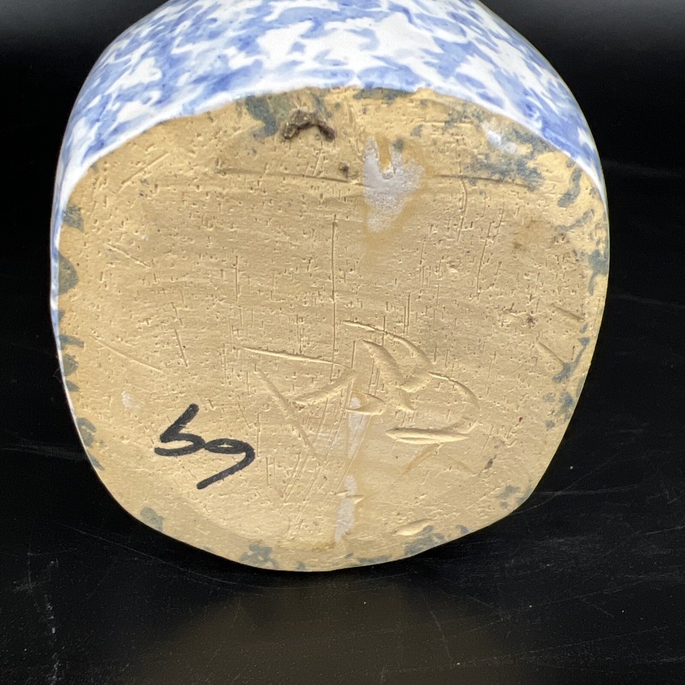 Vintage Bybee Pottery ~ Kentucky ~ Primitive Pitcher ~ Blue Spongeware ...