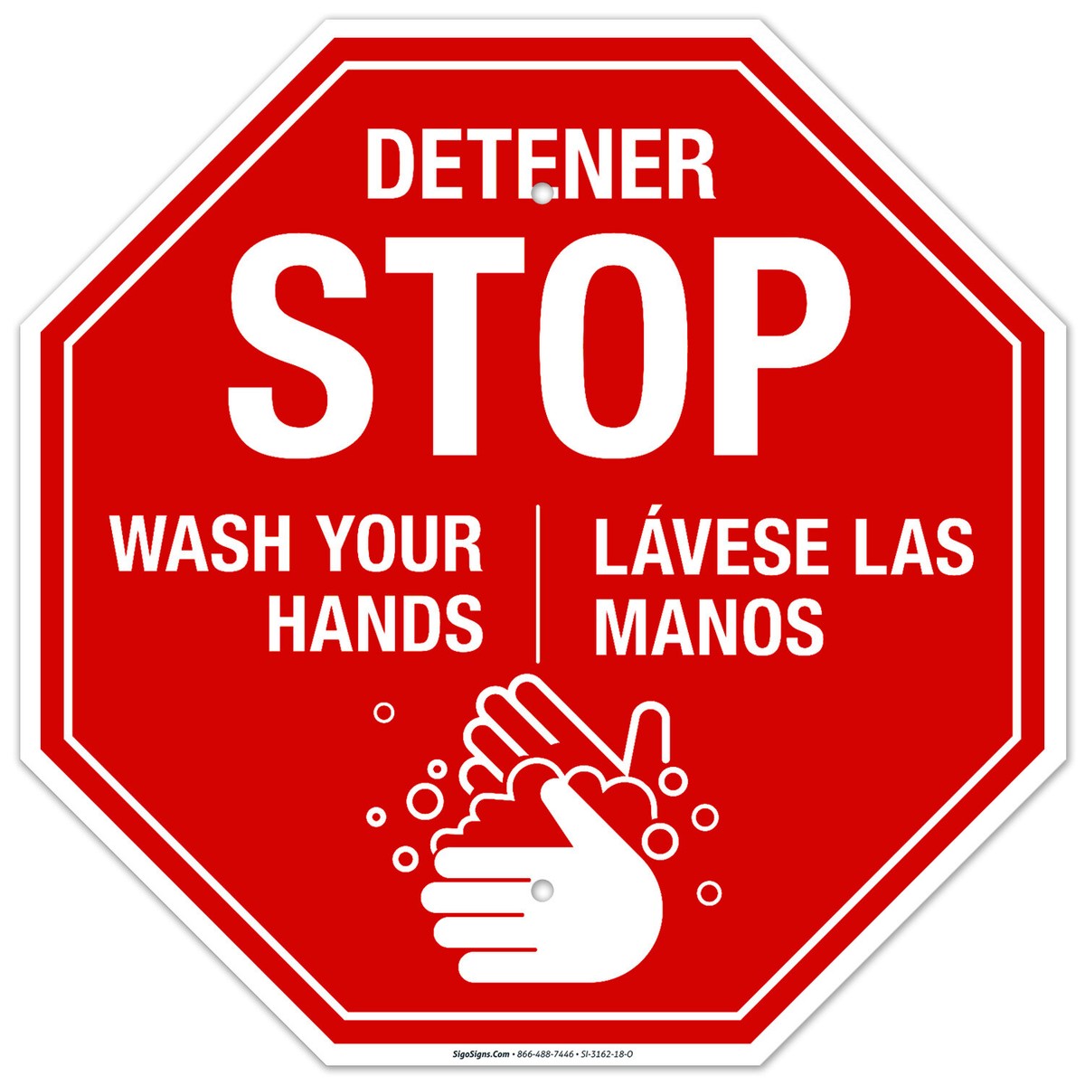 Bilingual Wash Hands Sign