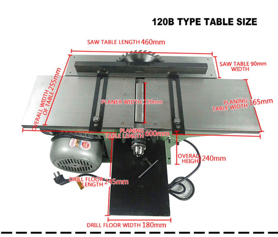 1.3kw Woodworking Planing Table Saw Multi Function Planer Drilling ...
