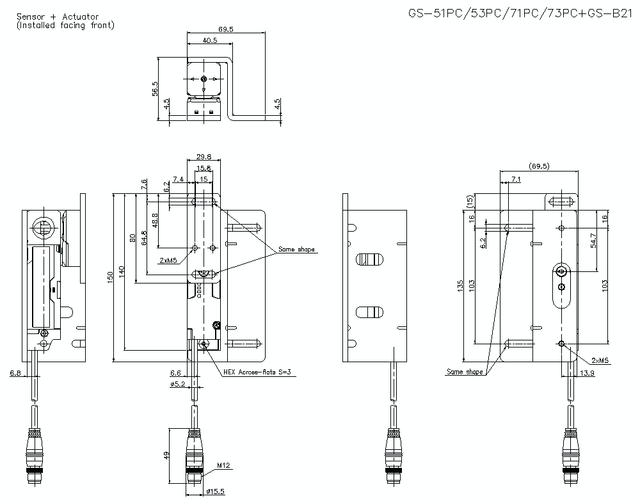 KEYENCE GS-51PC Power-to-release Standard type PNP M12 connector type ...