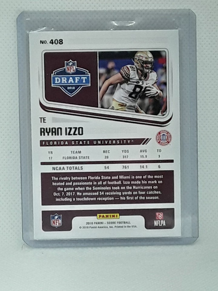 Ryan Izzo 2018 Score Football - RC #408 - Florida State | eBay