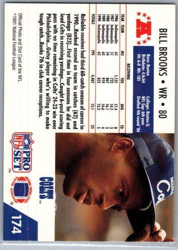 1991 Pro Set #174 Bill Brooks Indianapolis Colts | eBay