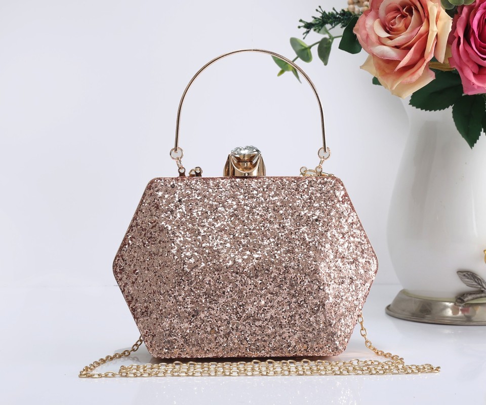 Women Glitter Diamante Clasp Clutch Purse Bag/Prom Wedding Evening ...