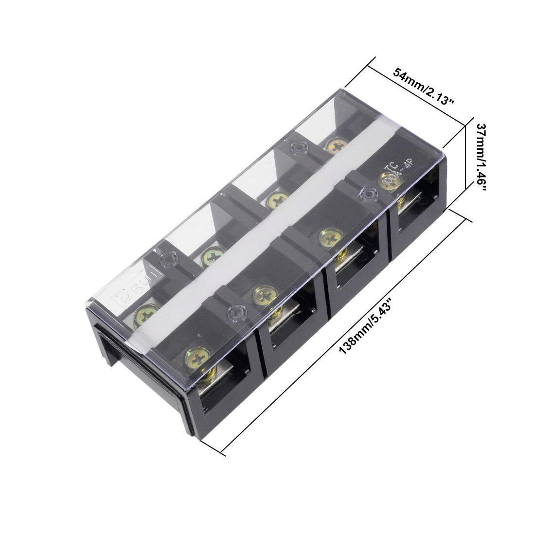Dual Rows 4 Positions 600V 100A Wire Barrier Block Terminal Strip Black ...