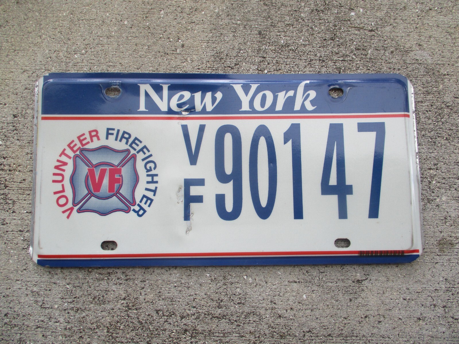 New York Volunteer Firefighter license plate # 90147 | eBay