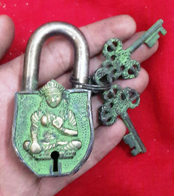 Tibetan Buddhist Goddess Tara Temple lock Antique Design Brass Pad Lock ...