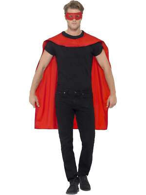 Short Red Cape With Eyemask Superhero Kit Halloween Fancy Dress Outfit ...