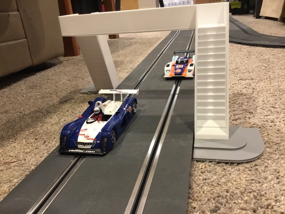 1/32 Scale Slot Car Track Finish Line Flag Stand Walk Bridge ...