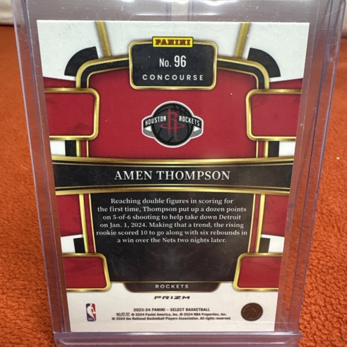 2023-24 Amen Thompson Select RC #96 Orange Tectonic Prizm: Rockets on ...