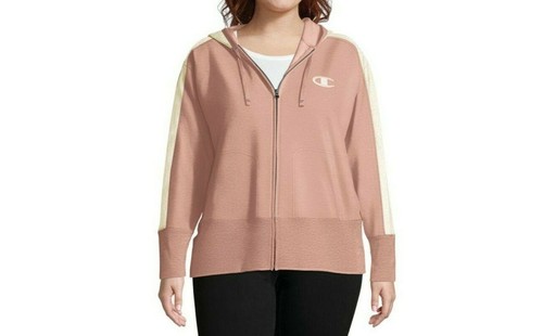 Champion Plus Size Heritage Herringbone-Accent Zip Hoodie Pink 1X | eBay