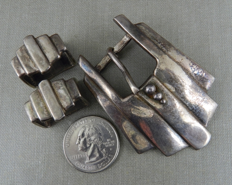 David Dear Buck Rogers Sterling Silver Belt Buckle & Keepers (Art Deco ...