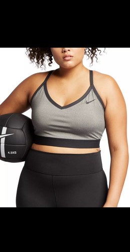 Nike Women's Plus Solid Indy Sports Bra Gray Size 1X | eBay