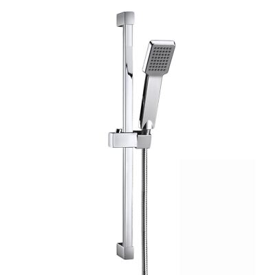 Shower Riser Rail Kit Square Holder Handset Chrome Stainless Steel ENKI ...