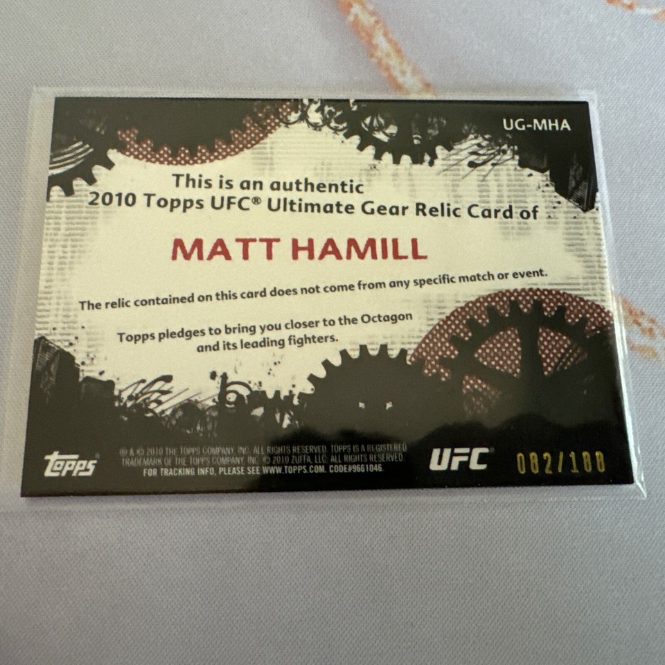 2010 Topps UFC Series 4 Ultimate Gear Relic Gold /188 Matt Hamill #UG ...