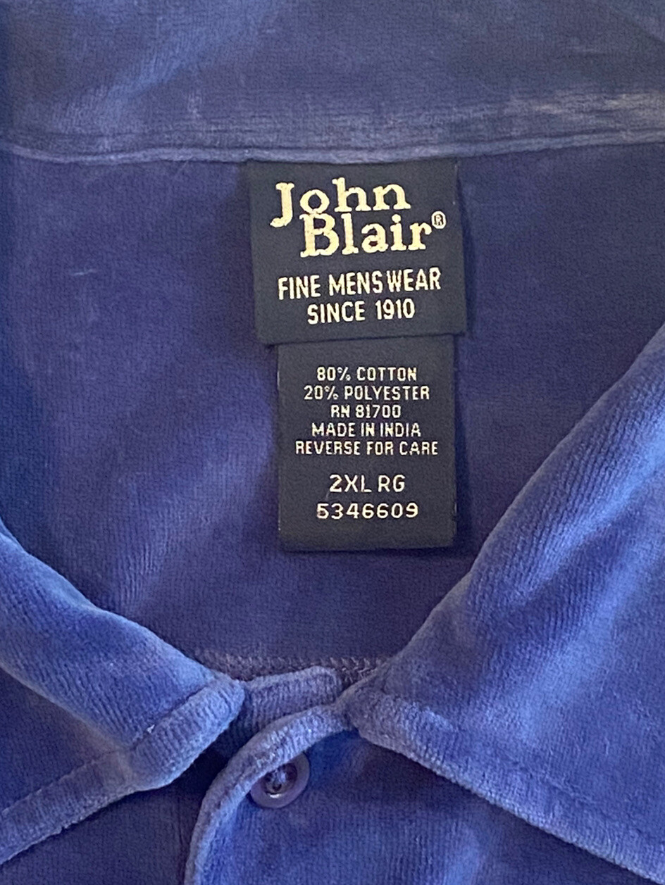 John Blair Mens Vintage 80s 90s Retro Velour Banded Bottom Polo Shirt Sz XXL 2XL | eBay