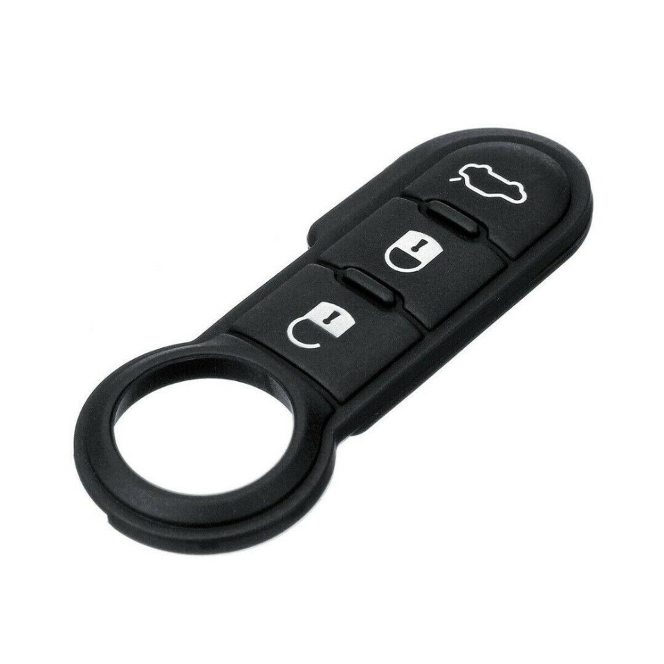 3 Button Black Remote Key Fob Rubber Pad For Fiat 500 Panda Abarth ...