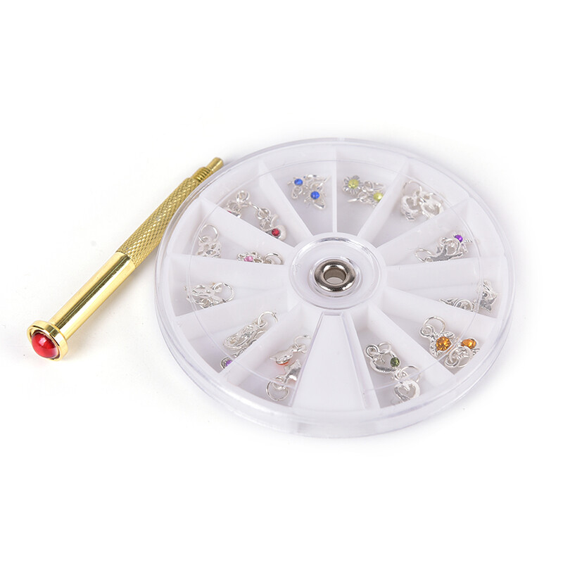 Nail Art Charm Piercing Hand Drill Hole Pierce Tool + 24 Pendants ...