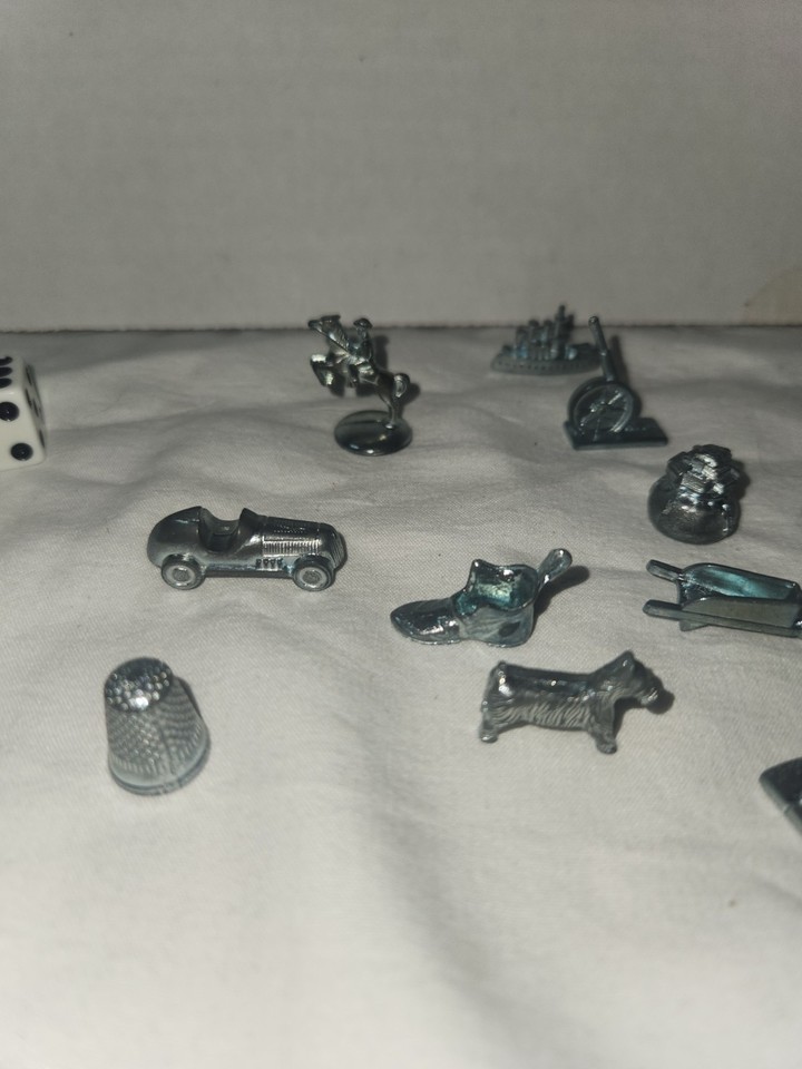 Monopoly Board Game Pieces 11 Tokens and Dice ONLY Car Hat Shoe Money ...
