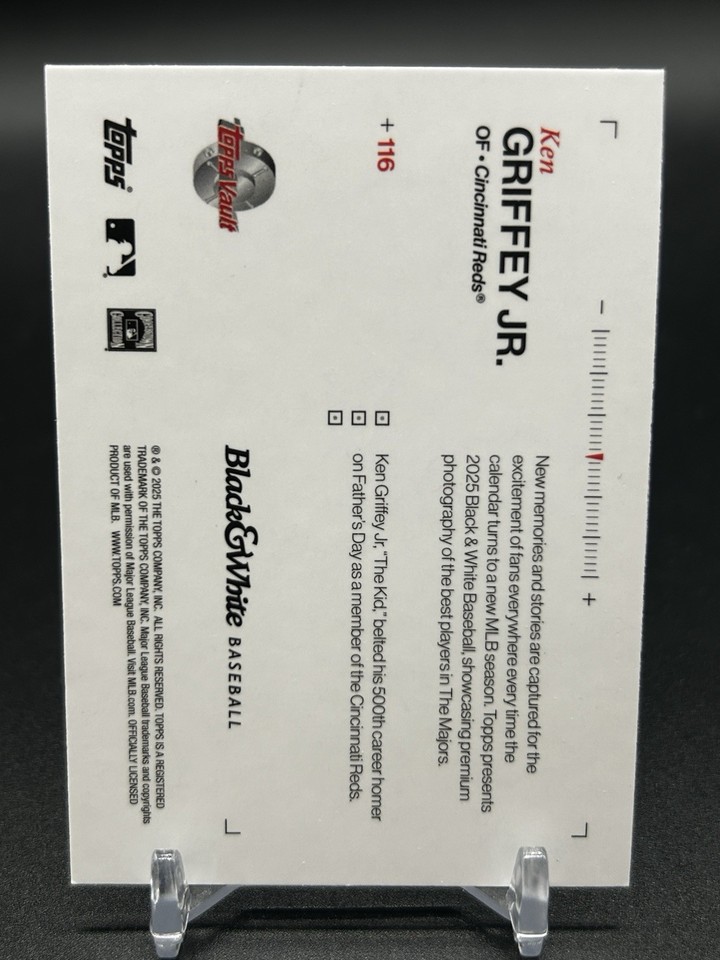2025 Topps Black & White Ken Griffey Jr Vault SP #116 Reds | eBay