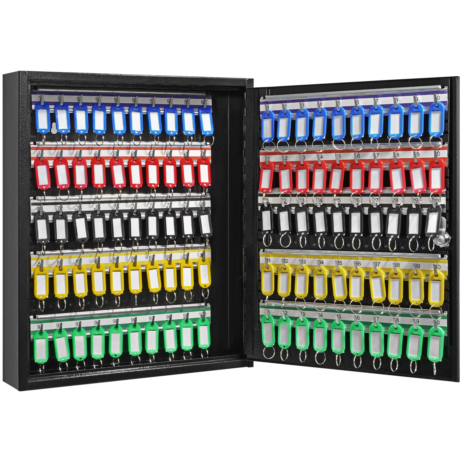 VEVOR 100-Key Cabinet Key Lock Box with Adjustable Racks & Colorful Key ...