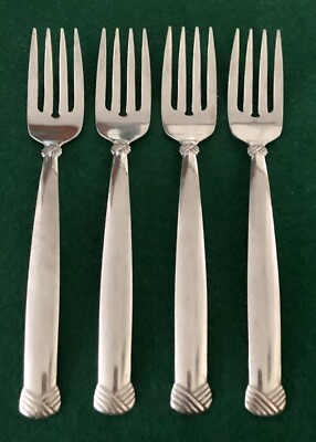 4 Oneida GLOSSY RATTAN Salad Forks Stainless Flatware 6-3/4” USA | eBay