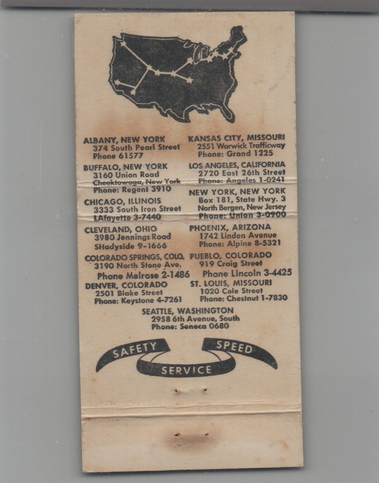 Matchbook Cover Truck Line Denver Chicago Trucking Co. Denver, CO #12 ...