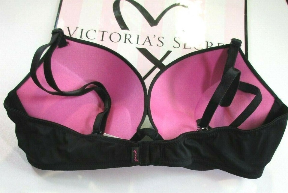 VICTORIA'S SECRET PINK Super Push-Up Bra VS Black 36B 38C 38D 38DD 40B ...