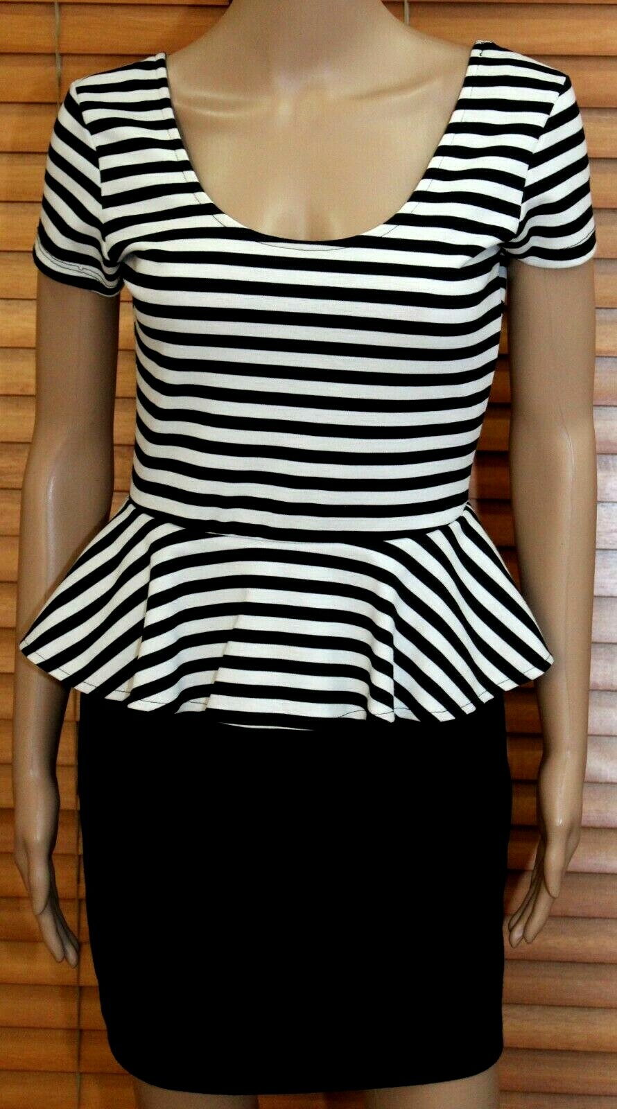 ANTHROPOLOGIE Sparkle & Fade Dress Black/White Stripe… - Gem