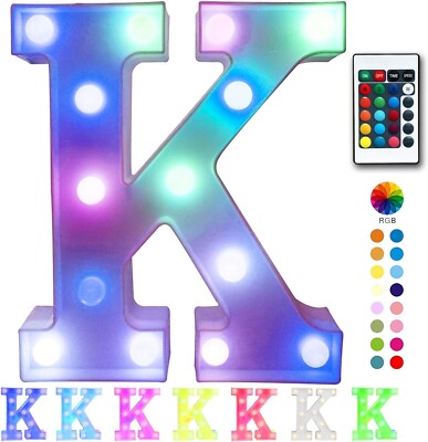 Letter Light Color-Changing, Colorful LED Light Up Letter K Decoration ...