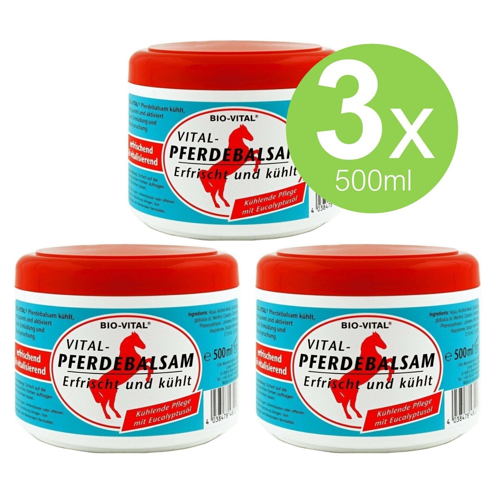 VITAL Pferdebalsam Set Eukalyptus erfrischt kühlend Kühlgel Massage ...