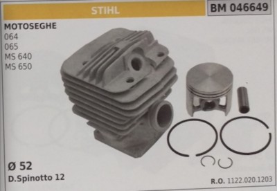 Cylinder and Piston Complete Chainsaw Stihl 064 065 MS 640 650 Ø 52 | eBay