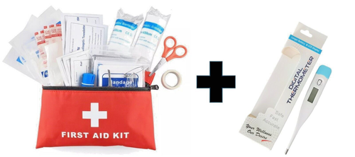 Travel Survival First Aid Emergency Kit with Oral Thermometer Bundle ...