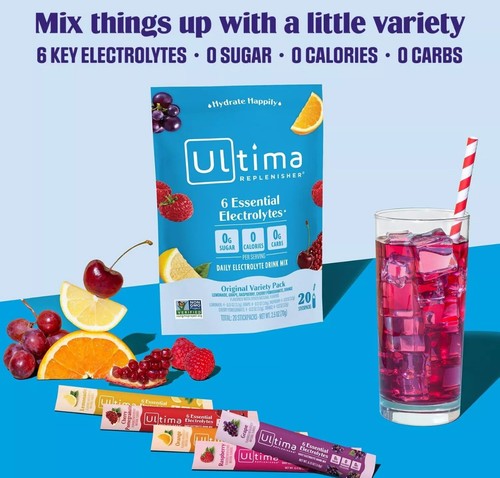 Ultima Replenisher Electrolyte Hydration Drink Mix, Vegan & Sugar Free ...