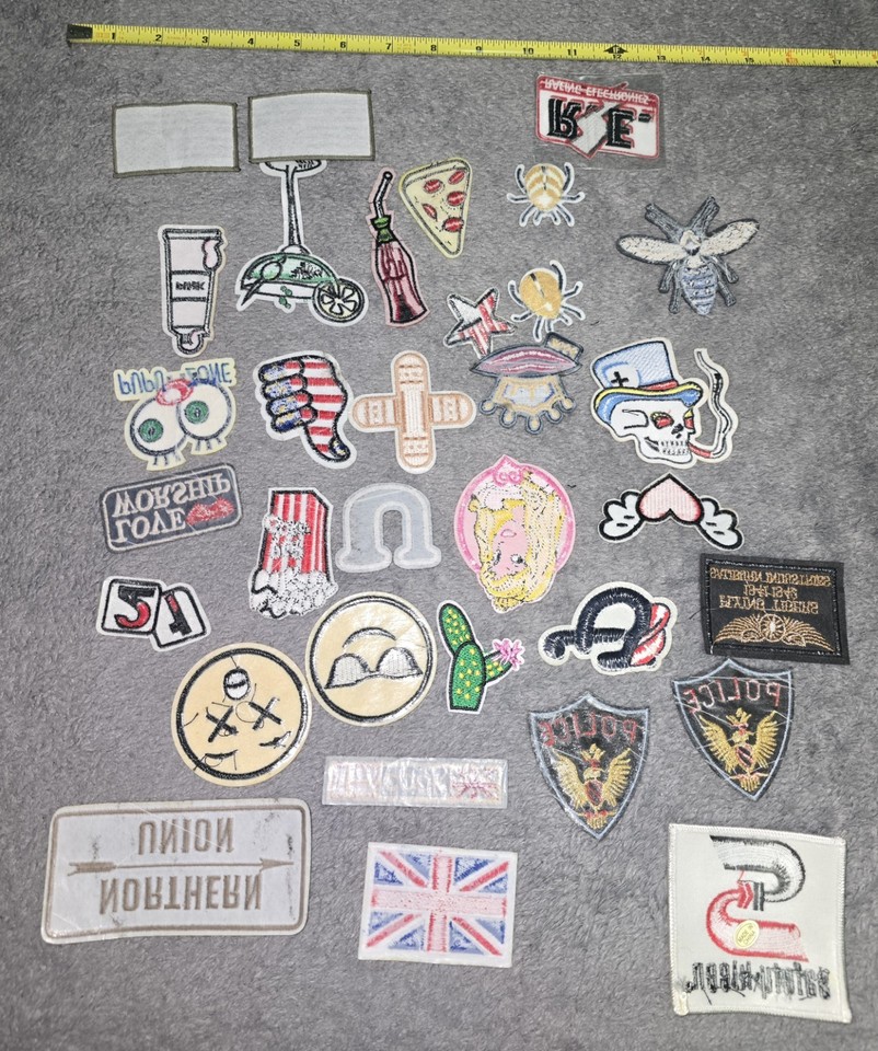 33x Lot Iron on Sew on Patches Police Emblems Jacket Pants Hats 😎 ...