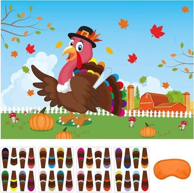 Thanksgiving Games for Kids Pin the Tail on the Turkey Game 32 Tail ...