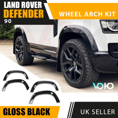 GLOSS BLACK WHEEL ARCHES FENDER FLARE TRIMS LAND ROVER L663 DEFENDER 90 ...