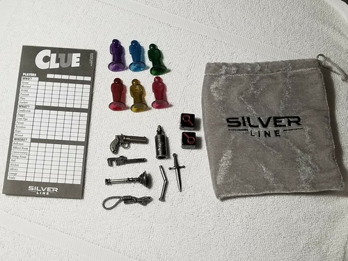 Clue Silver Line Board Game Replacement Game Pieces 16 Total Pieces ...