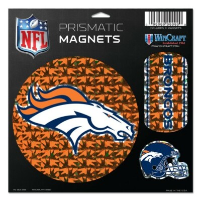 NFL DENVER BRONCOS PRISMATIC MAGNETS 3 ON A SHEET NEW | eBay