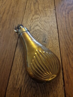 Antique 19th C. Copper and Brass Powder/Shot Charger Flask | eBay