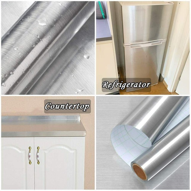 Stainless Steel Silver Contact Paper Vinyl Self Adhesive Film Kitchen ...