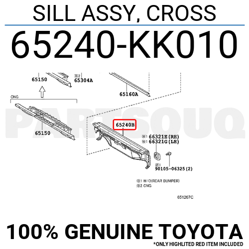 65240KK010 Genuine Toyota SILL ASSY, CROSS 65240-KK010 | eBay