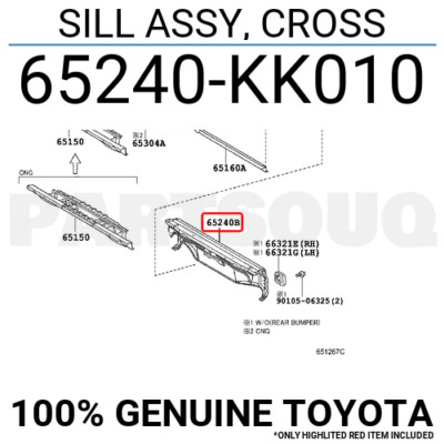 65240KK010 Genuine Toyota SILL ASSY, CROSS 65240-KK010 | eBay