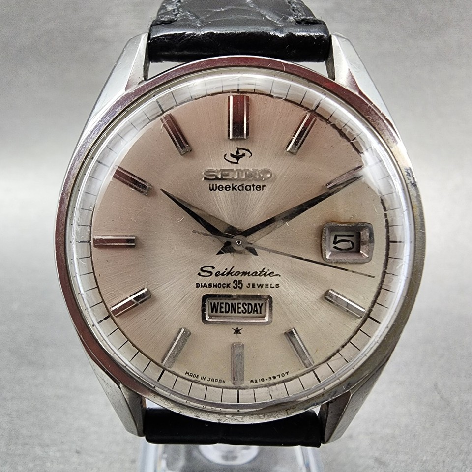 Seiko Seikomatic Weekdater Watch Men 37mm White Dial Steel Daydate ...