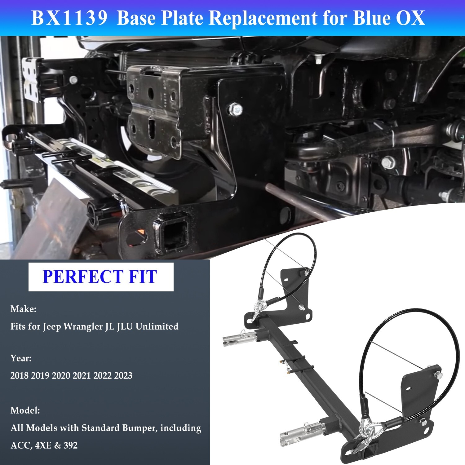 BX1139 Tow Bar Base Plate Tow Bar Bracket for Jeep Wrangler JL JLU 2018 ...