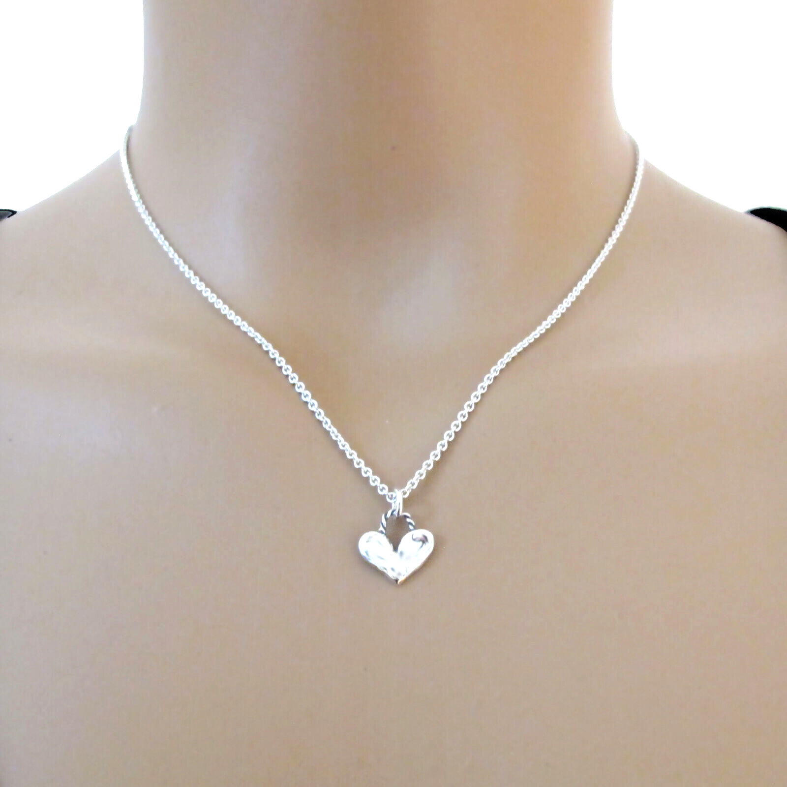 djs Sundance Sterling Silver Tiny Heart Charm Chain Necklace Love ...