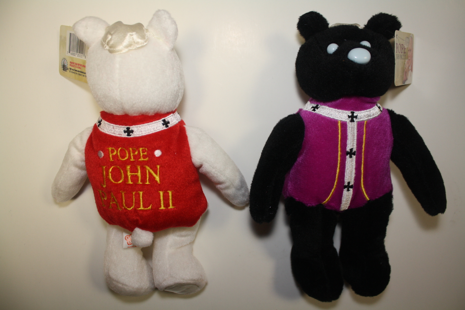 Pair of POPE JOHN PAUL II PLUSH BEARS with Canonization 24K Gold State ...