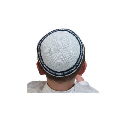 Knit Yarmulke Yamaka Judaica 19 cm kippot Skull Cap Kippah Kipa white ...