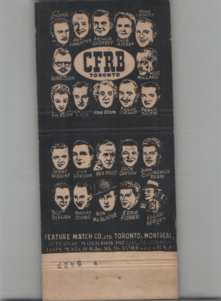 Matchbook Cover Radio Station CFRB Toronto Ontario Canada | eBay