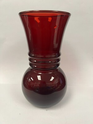 Vintage Ruby Red Vase 6.5" Tall 3.25" Diameter at Top | eBay