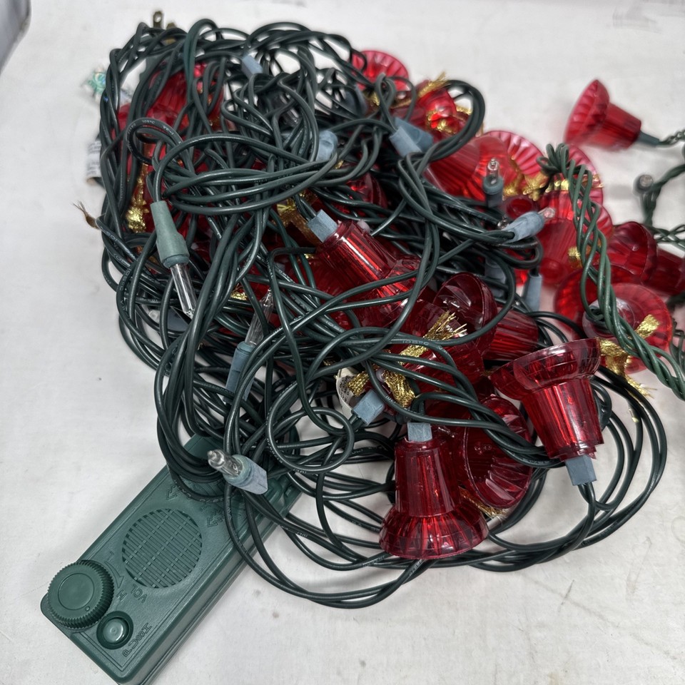 2 Sets Of 40 Lights Vintage Red Gold Bell String Musical Christmas ...